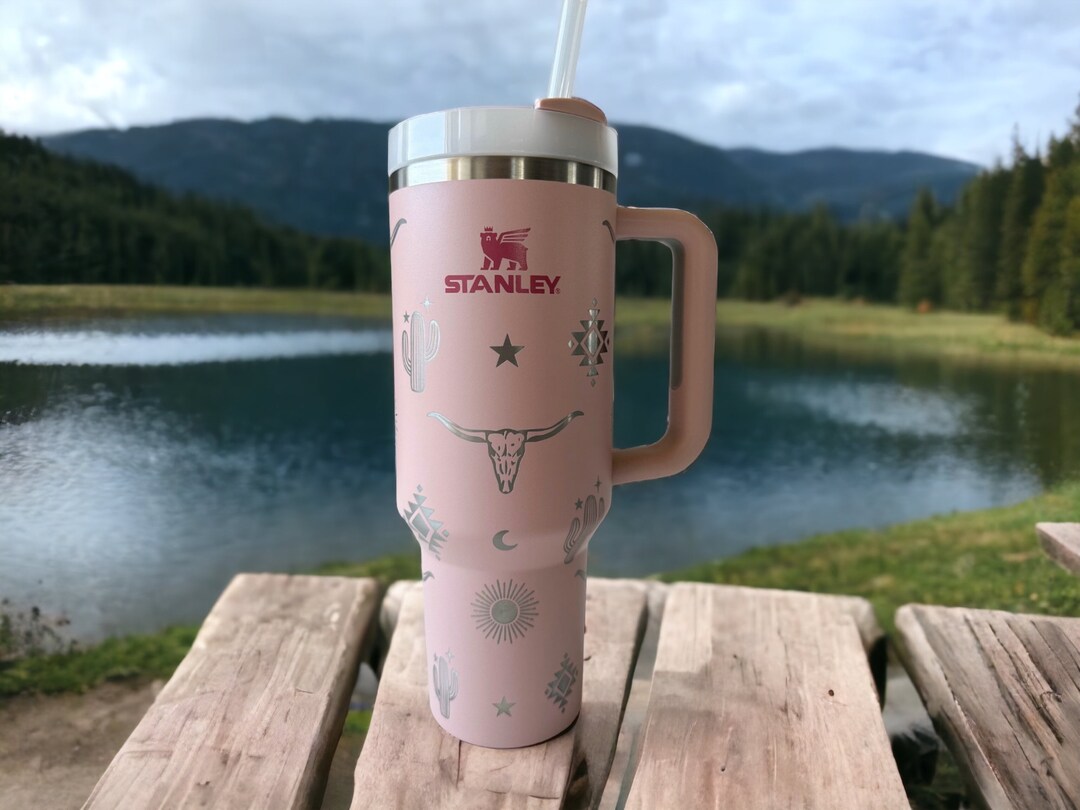 Western Cactus and Longhorn Aztec Pattern Engraved Stanley Adventure ...