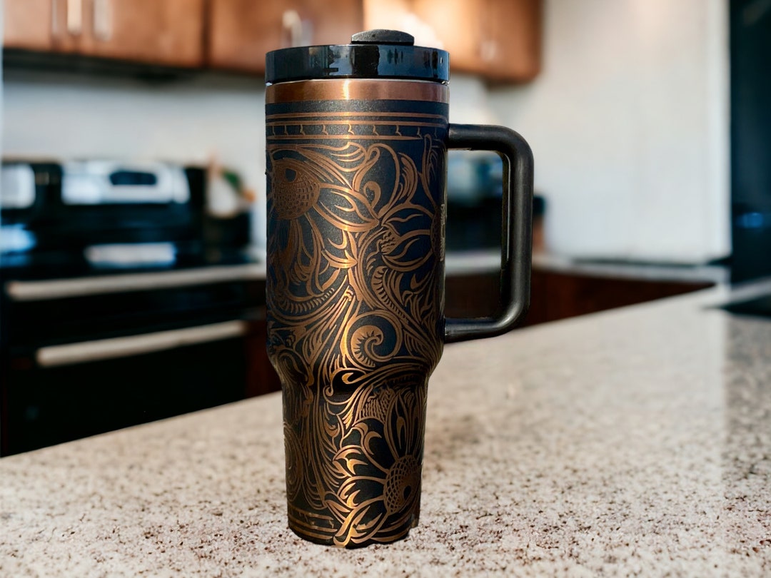 Copper Tooled Leather Western Style Look Personalized Engraved 40 Oz ...