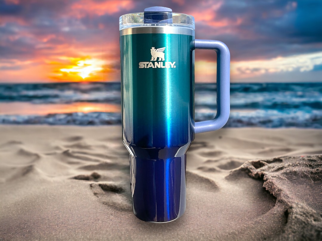 Caribbean Blue and Teal Stanley 40 Oz Tumbler Hand-dyed Unique - Etsy