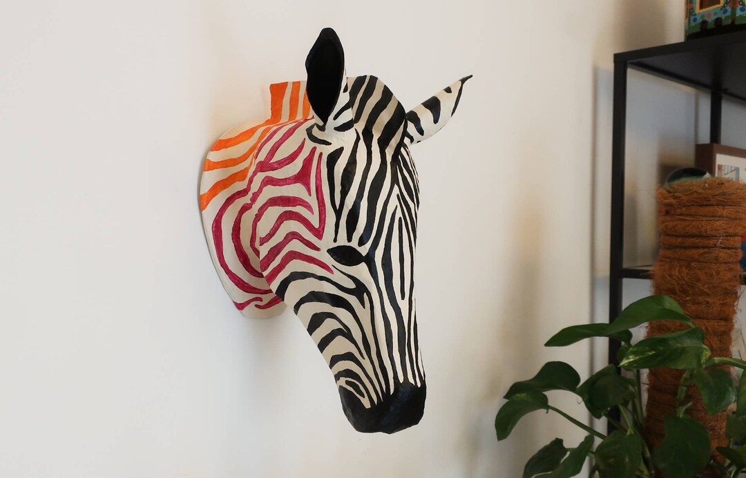 Paper Mâché Zebra Head, Amanda - Etsy