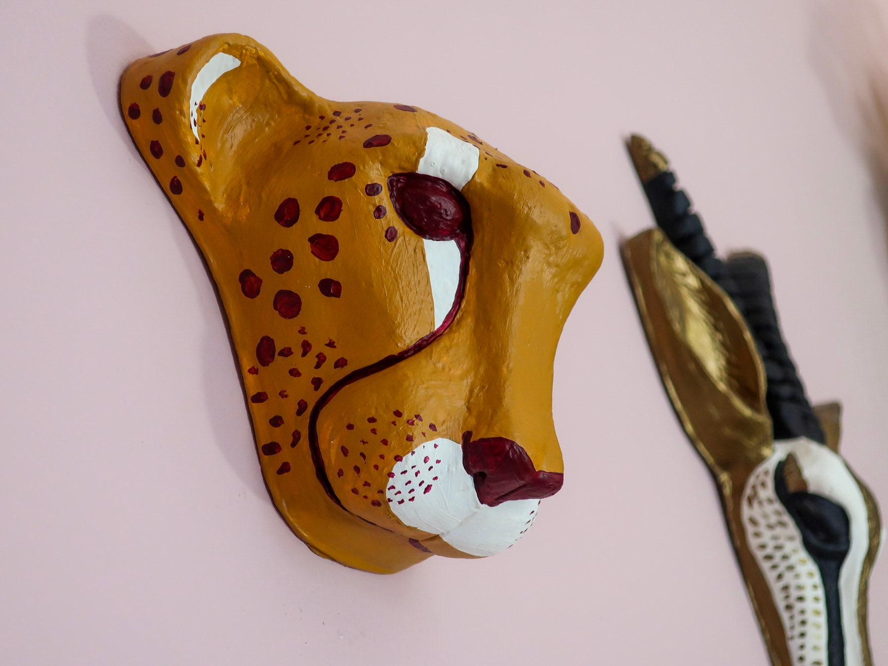 Paper Mâché Cheetah Head Wall Mount, Ella - Etsy