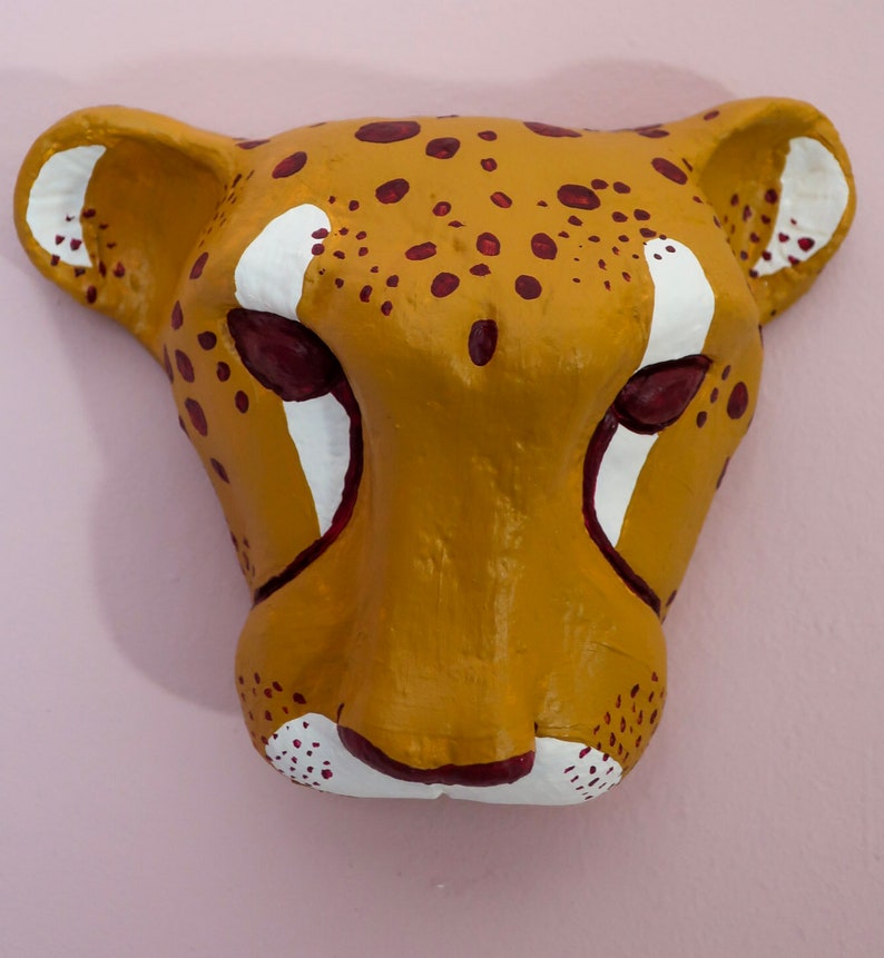 Paper Mâché Cheetah Head Wall Mount, Ella - Etsy