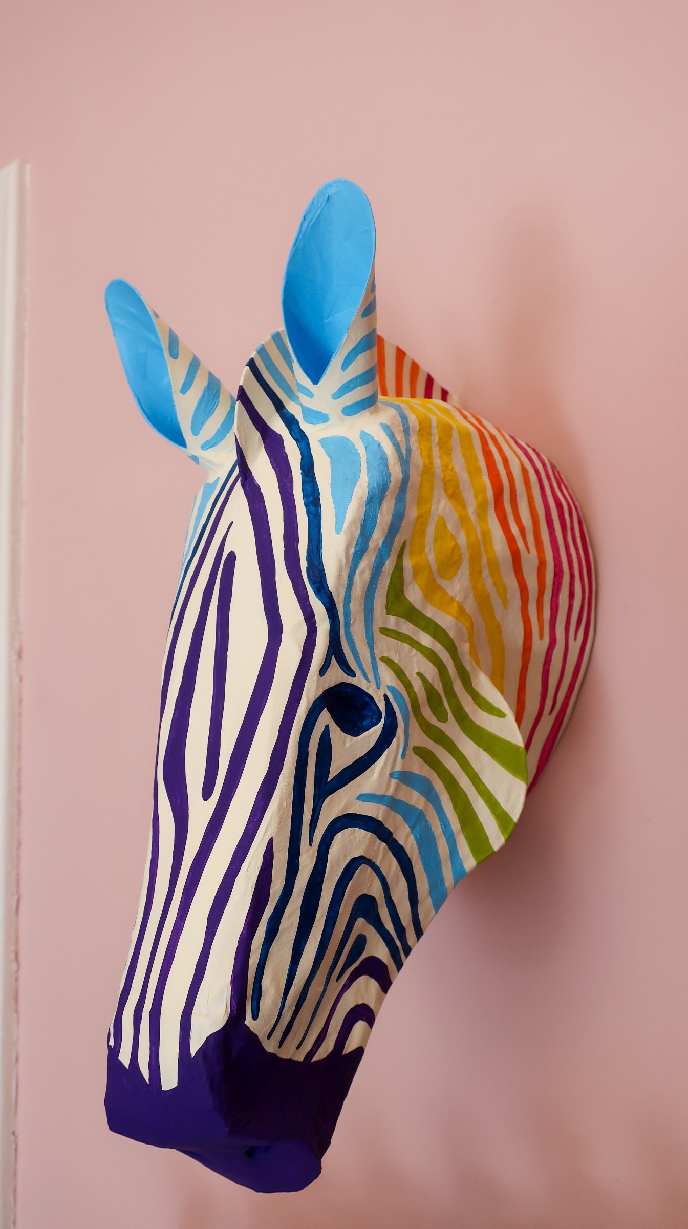 Paper Mâché Rainbow Zebra Head Amanda - Etsy