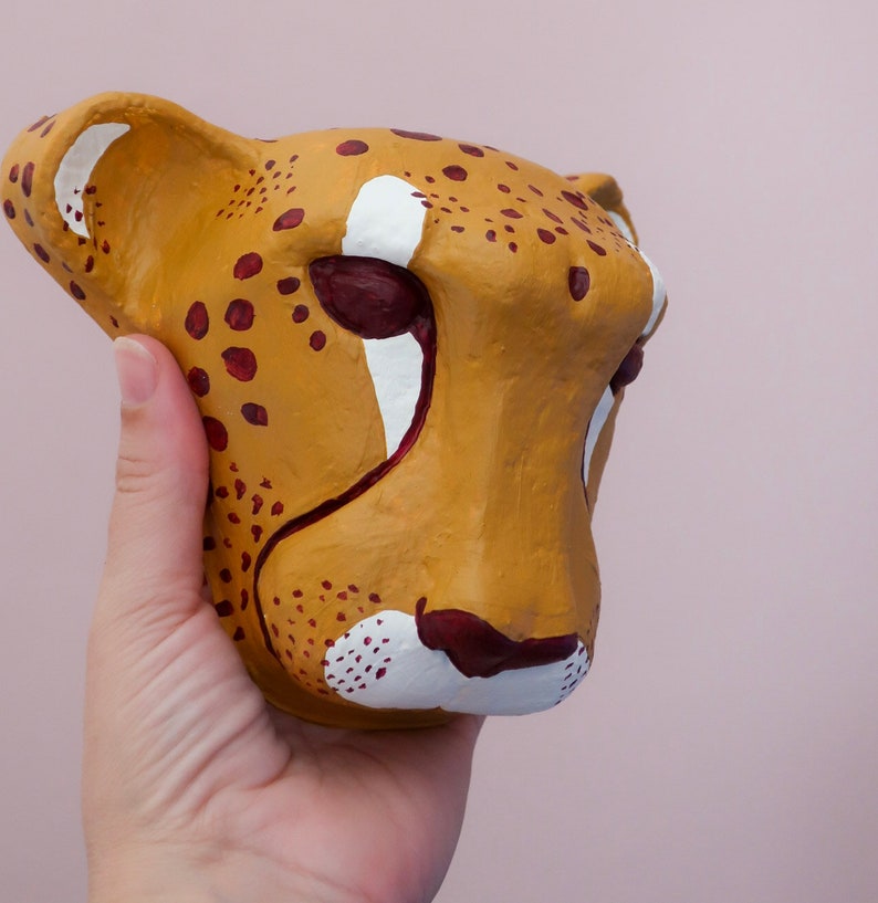 Paper Mâché Cheetah Head Wall Mount, Ella - Etsy