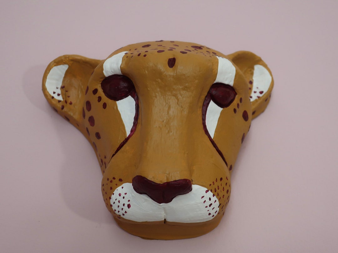 Paper Mâché Cheetah Head Wall Mount, Ella - Etsy
