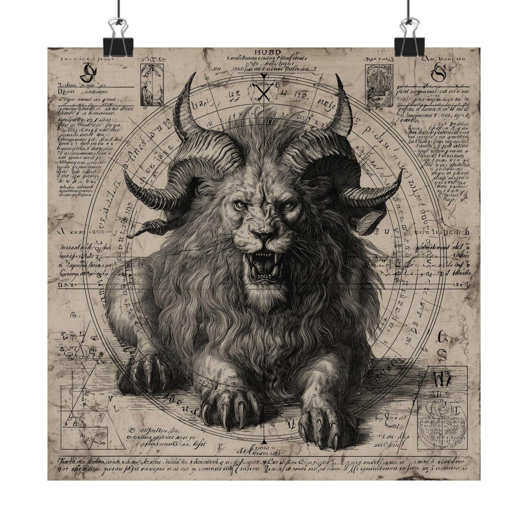 Occult Matte Posters, Buer Spirit Sigil Art, Ars Goetia Demon Lion ...