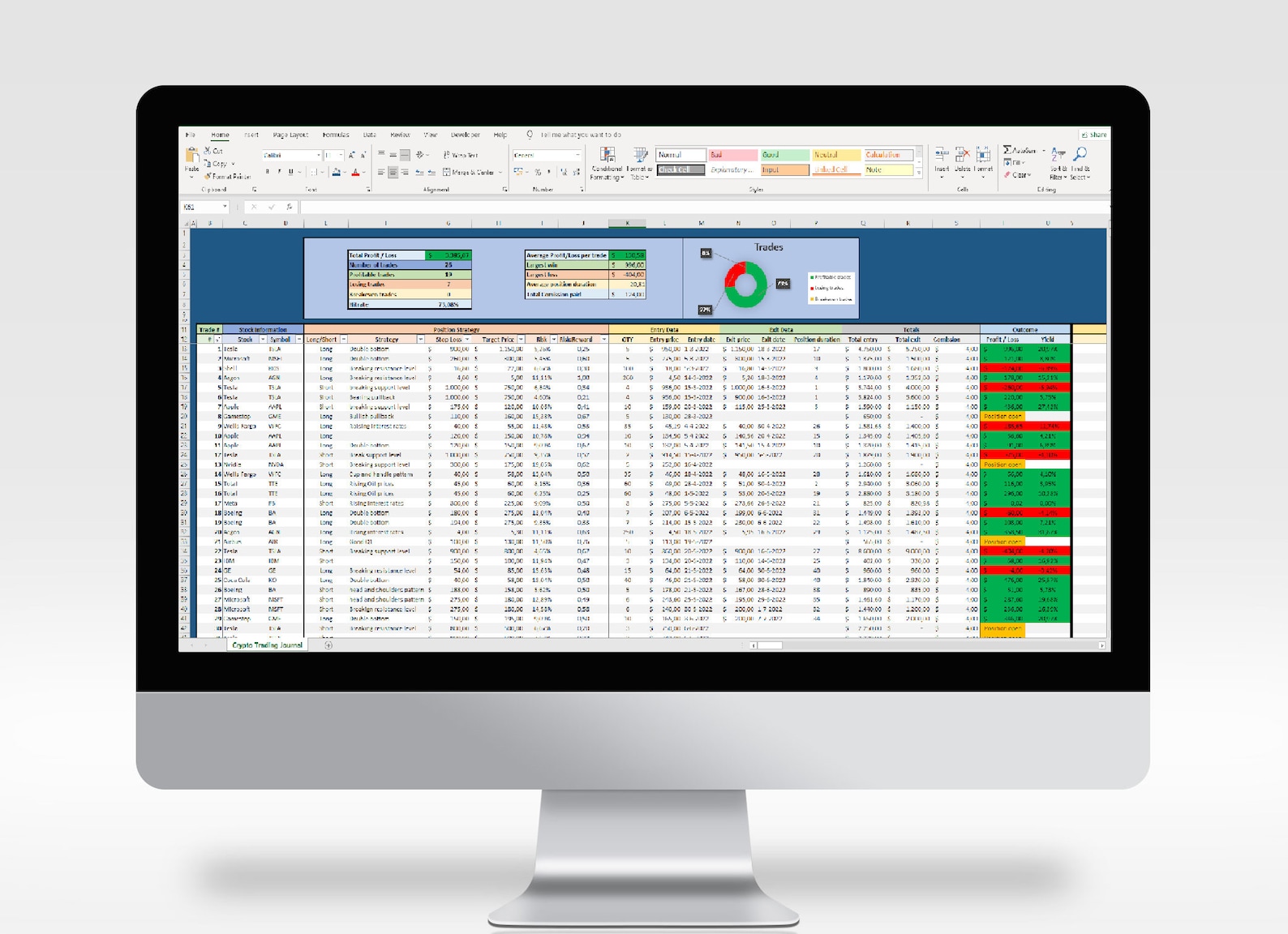 2026 Stock Trading Journal Spreadsheet / Long + Short Trades ...