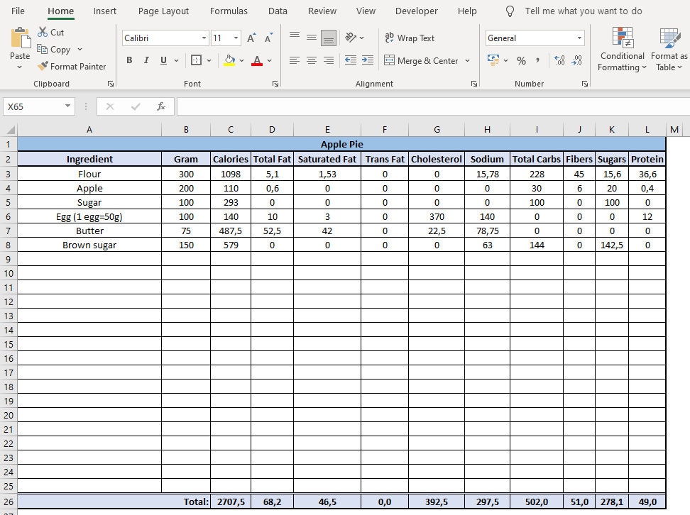 Recipe Calorie and Nutritional Value Calculator / Personal Nutrient ...