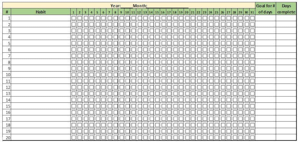 Printable Habit Tracker Pdf/word - Simple and Effective Document for ...