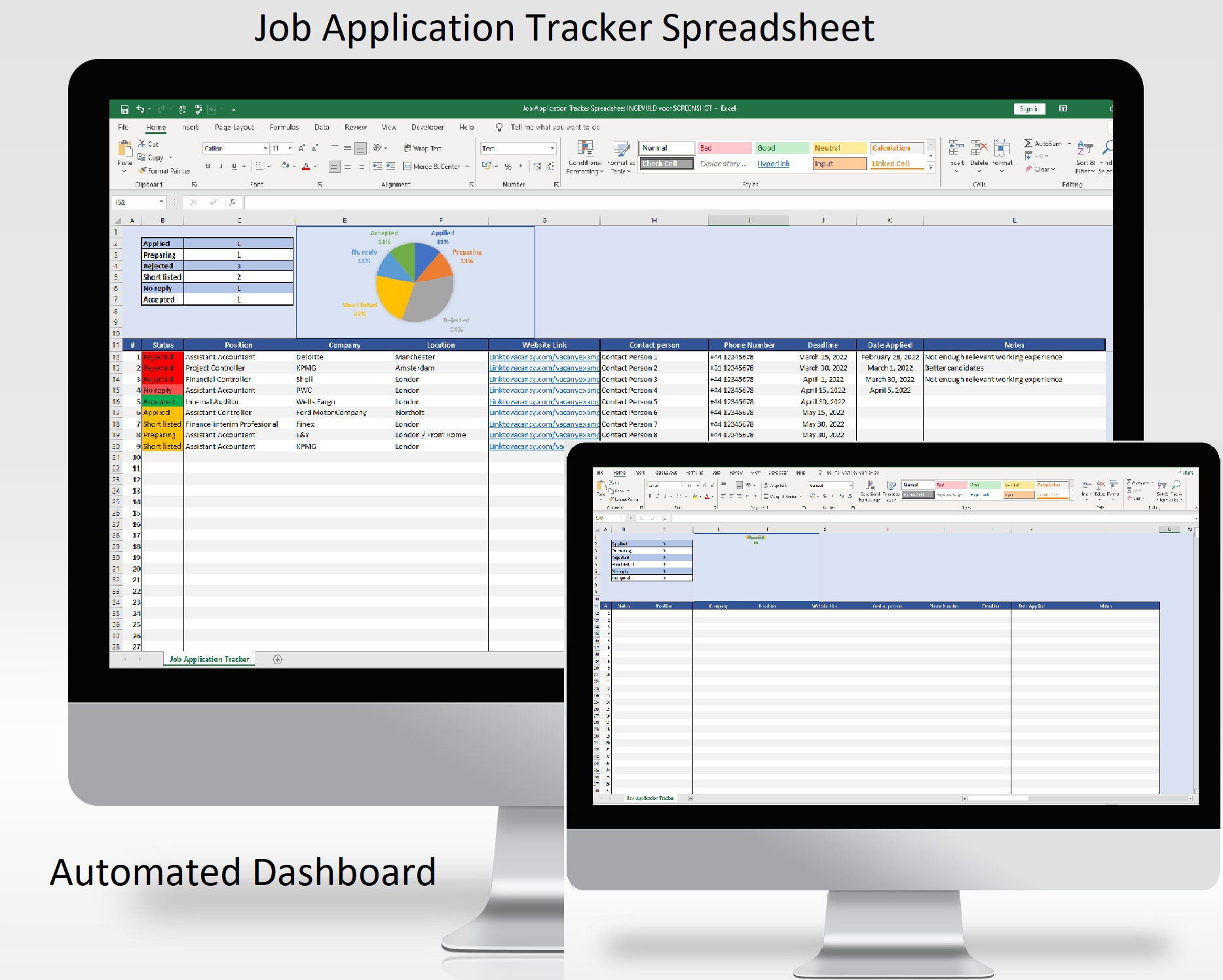 2024 Job Application Tracker Spreadsheet W/ Automated Dashboard ...