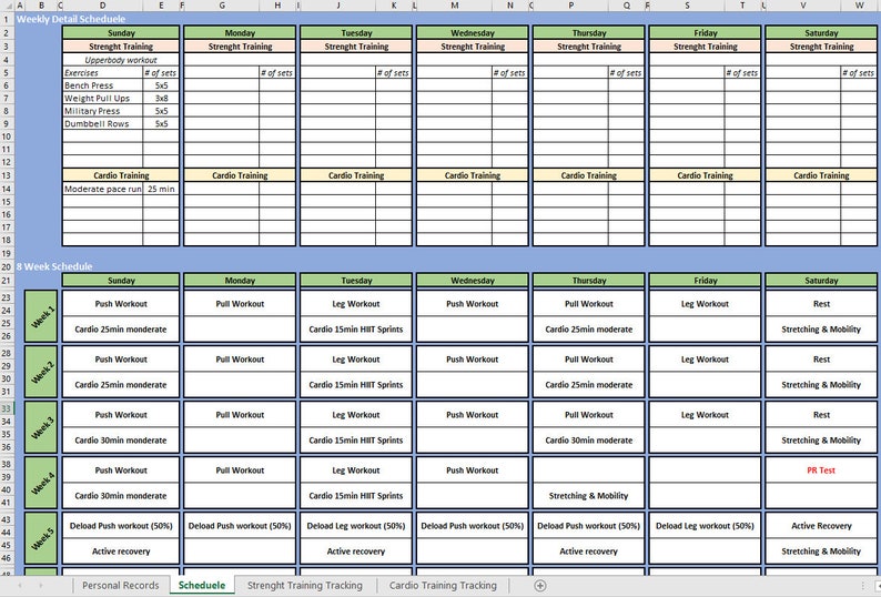 2025 Fitness Workout Tracker Spreadsheet Template New Year Resolution ...