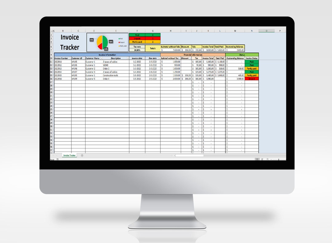 2025 Invoice Tracker Spreadsheet – Excel or Google Sheet Template for ...