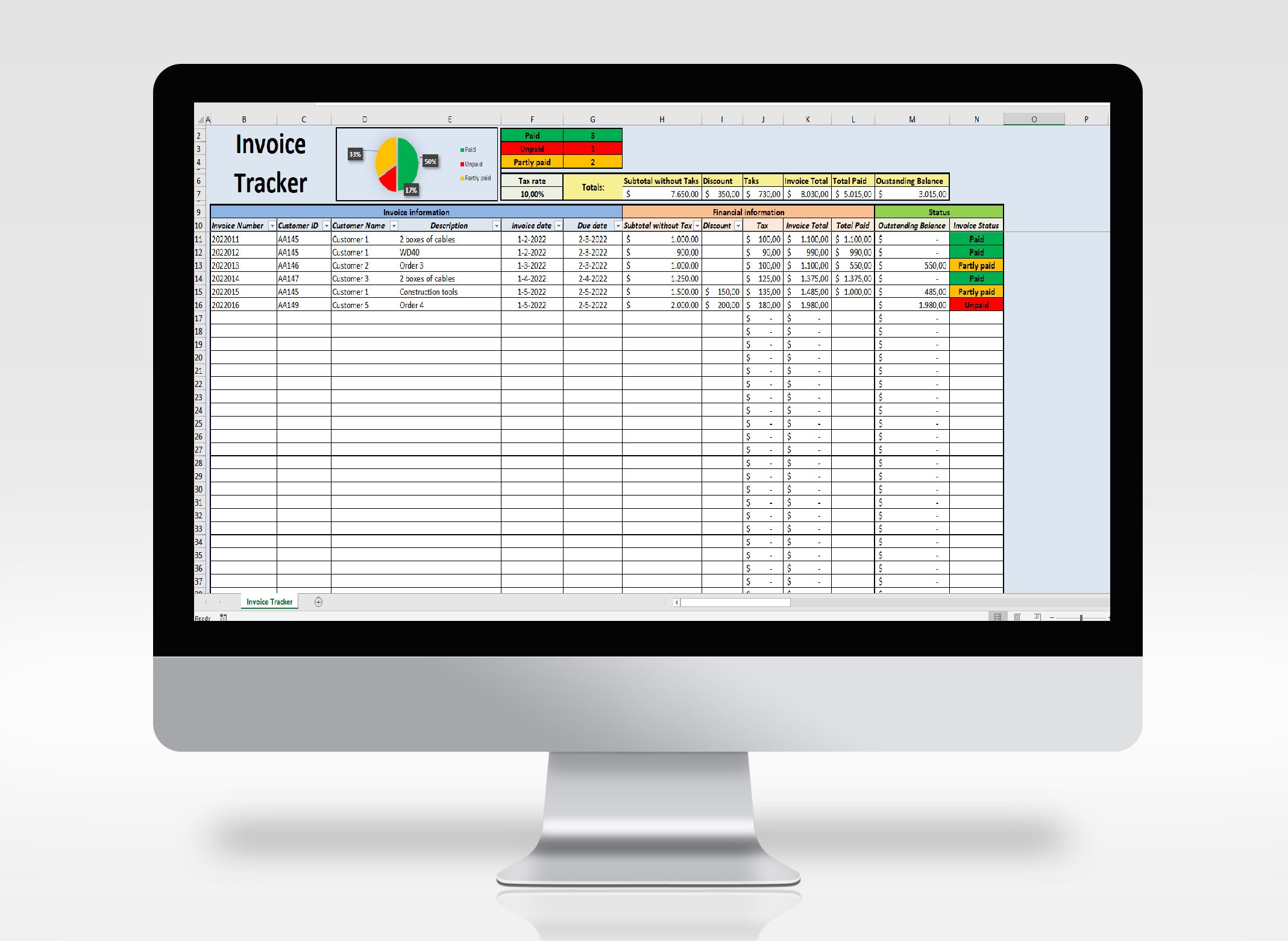 2025 Invoice Tracker Spreadsheet – Excel or Google Sheet Template for ...