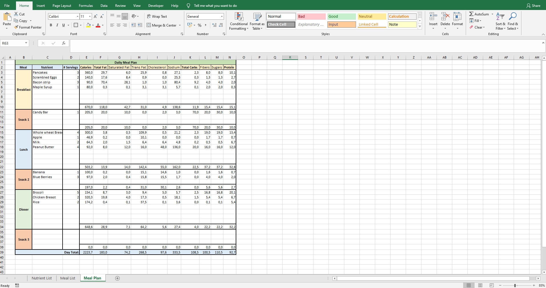 Meal Nutrition Calculator W/ Personal Nutrition Database and Meal Plan ...