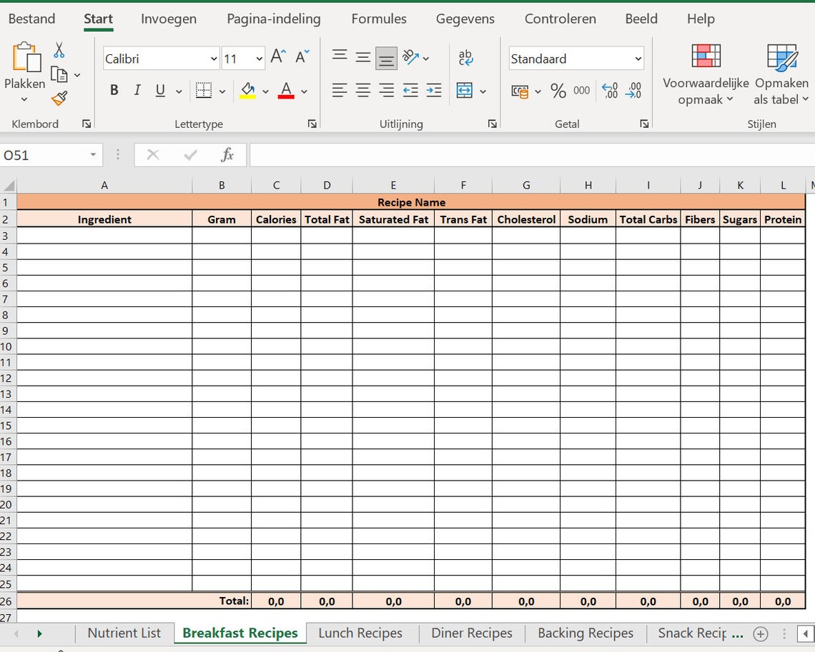Recipe Calorie and Nutritional Value Calculator / Personal Nutrient ...