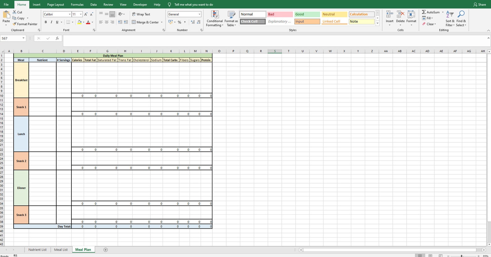 Meal Nutrition Calculator W/ Personal Nutrition Database and Meal Plan ...