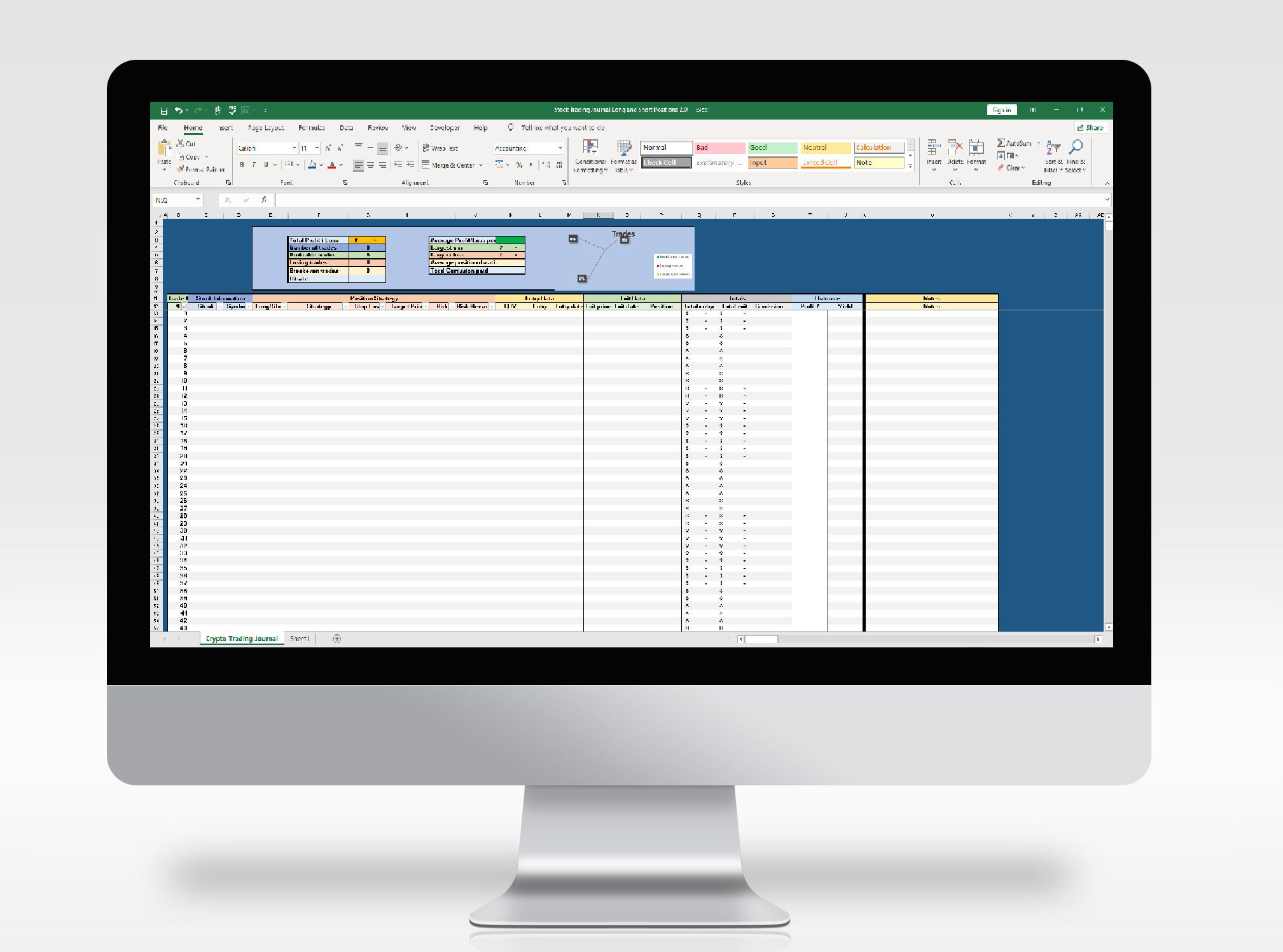 2025 Stock Trading Journal Spreadsheet / Long + Short Trades ...