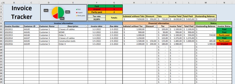 2025 Invoice Tracker Spreadsheet – Excel or Google Sheet Template for ...