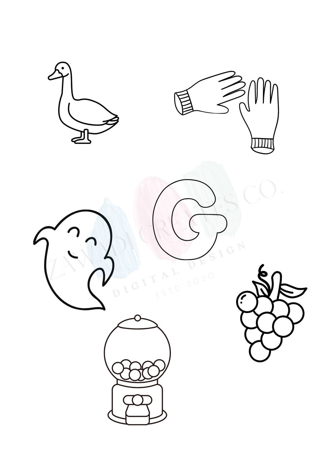 Printable Coloring Page for Children. Letter G Coloring Page ...