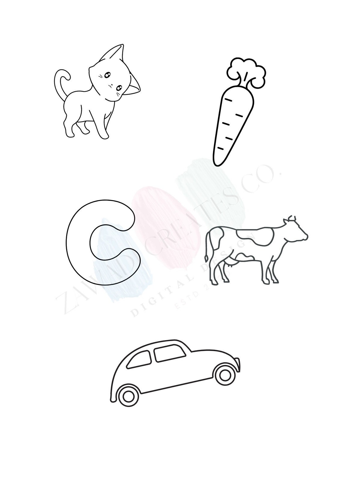 Printable Coloring Page For Children Letter C Coloring Page Etsy Printable Coloring Page For Children Letter C Coloring Page Etsy