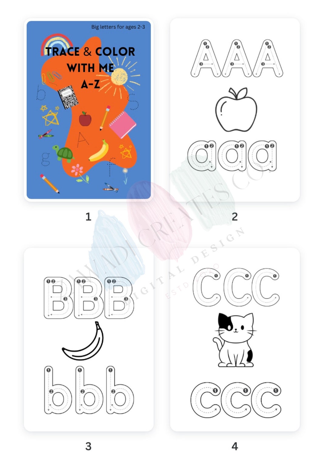 Printable Tracing and Coloring Book for Kids and Toddlers. Coloring ...