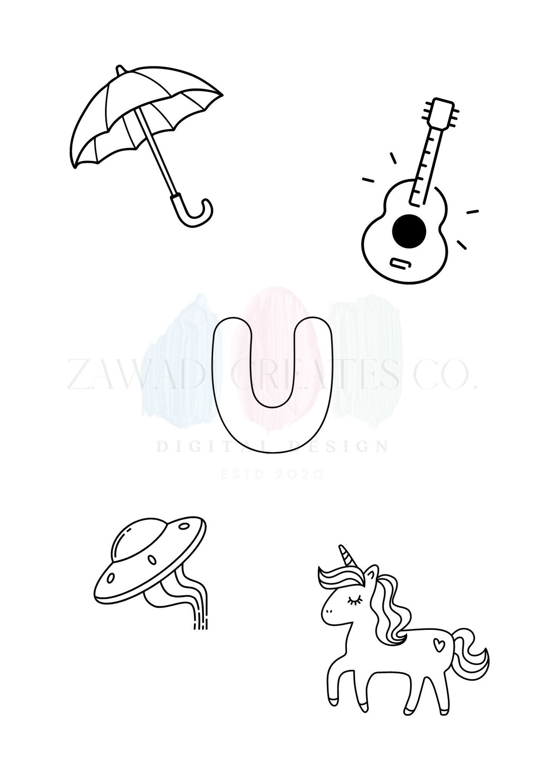 Printable Coloring Page for Children. Letter U Coloring Page ...