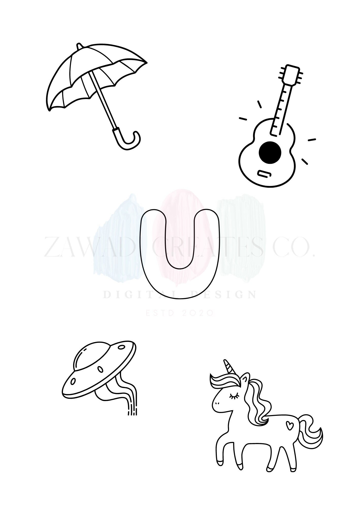 Printable Coloring Page for Children. Letter U Coloring Page ...