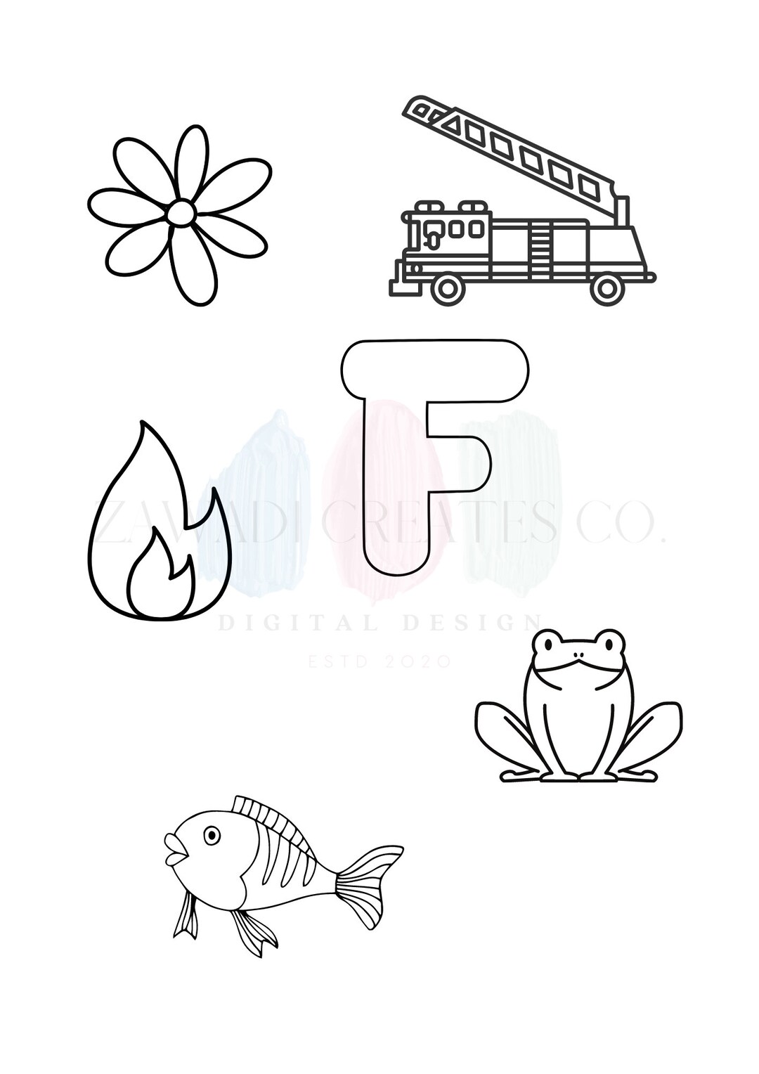 Printable Coloring Page for Children. Letter F Coloring Page ...