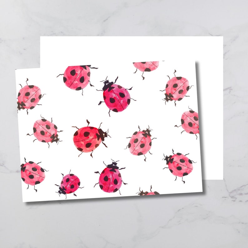 Personalized Ladybug Note Cards: Hand-illustrated Stationery, Recycled ...