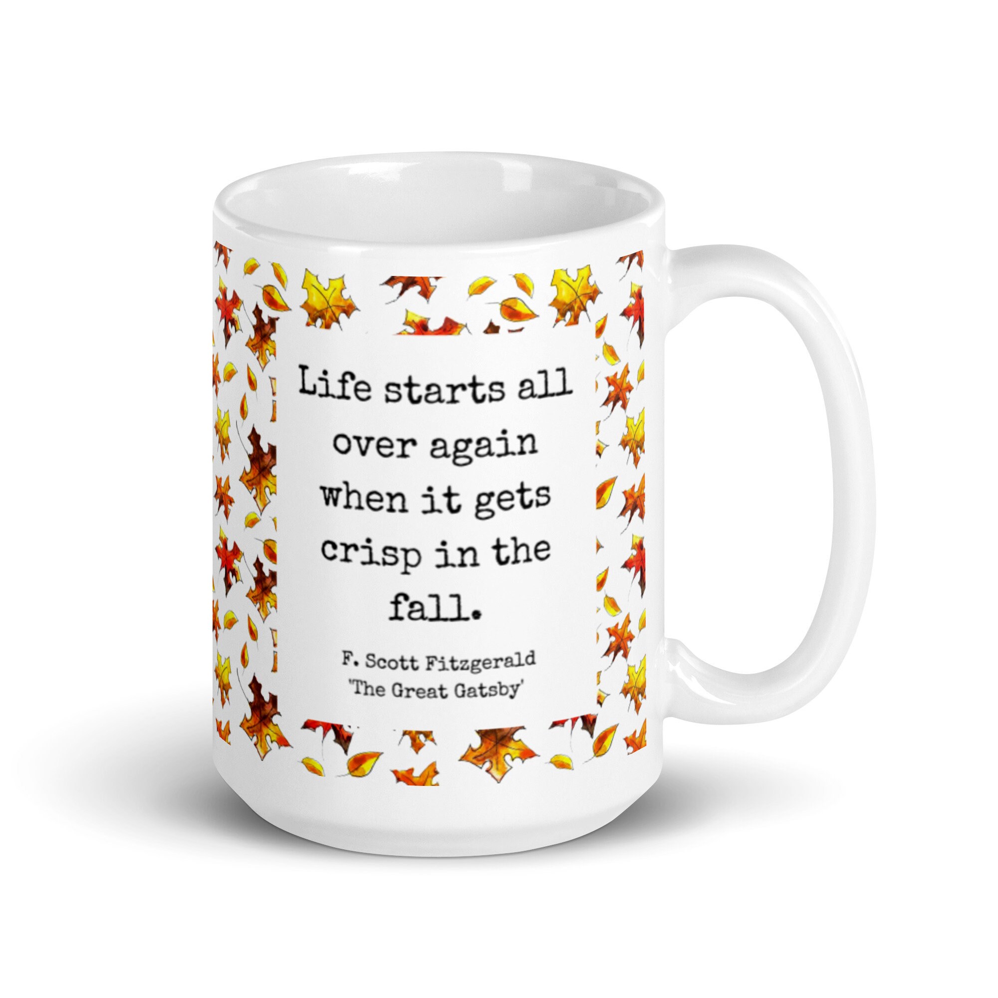 Autumn Mug: F. Scott Fitzgerald Quote Hand Illustrated Autumn - Etsy