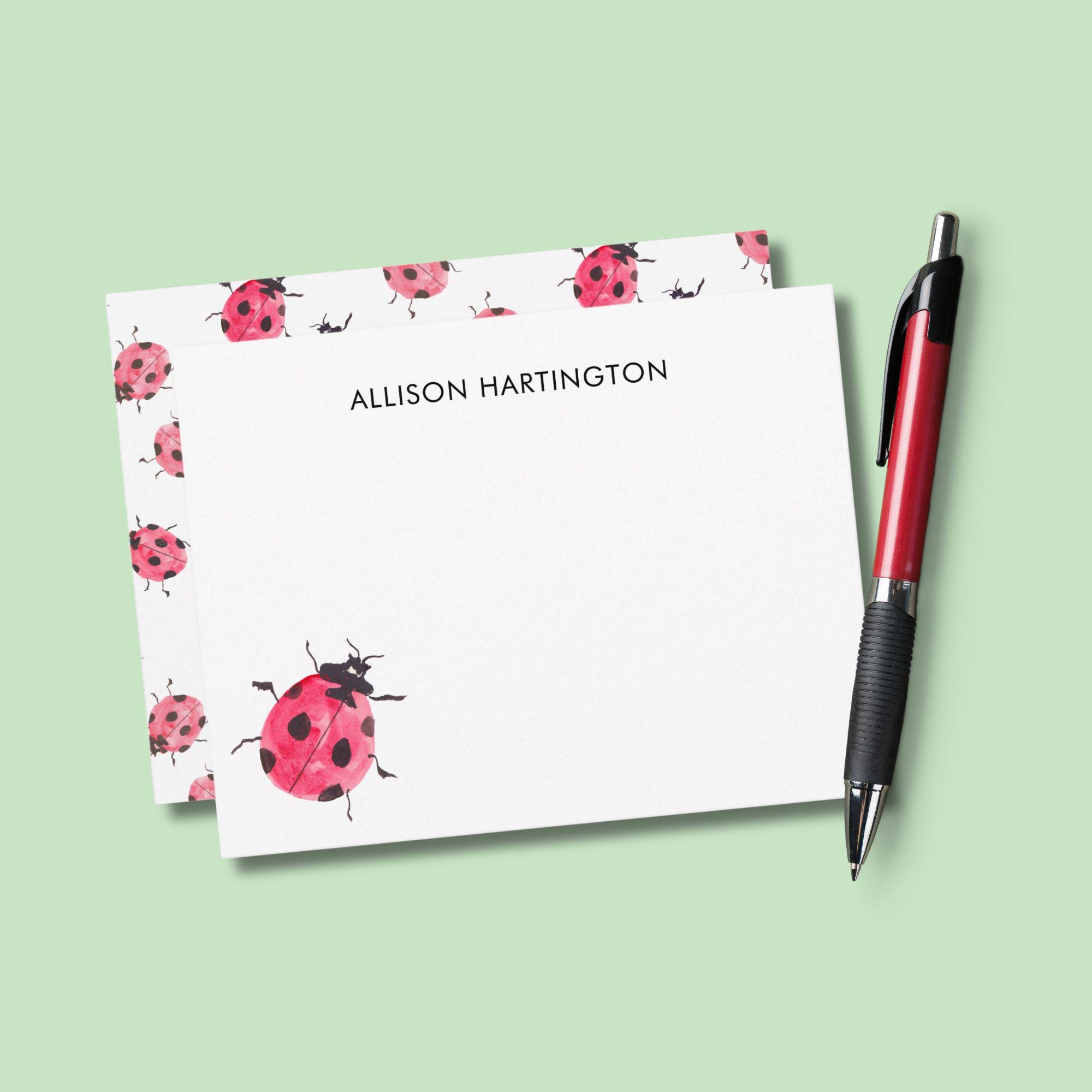 Ladybug Note Cards: Personalized Hand-illustrated Nature-inspired ...