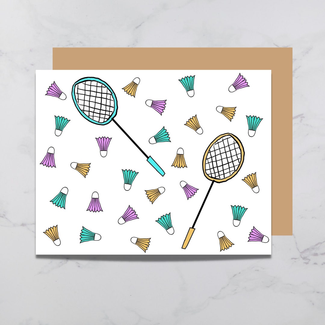 Badminton Note Cards: Personalized Hand-illustrated Flat Cards - Etsy