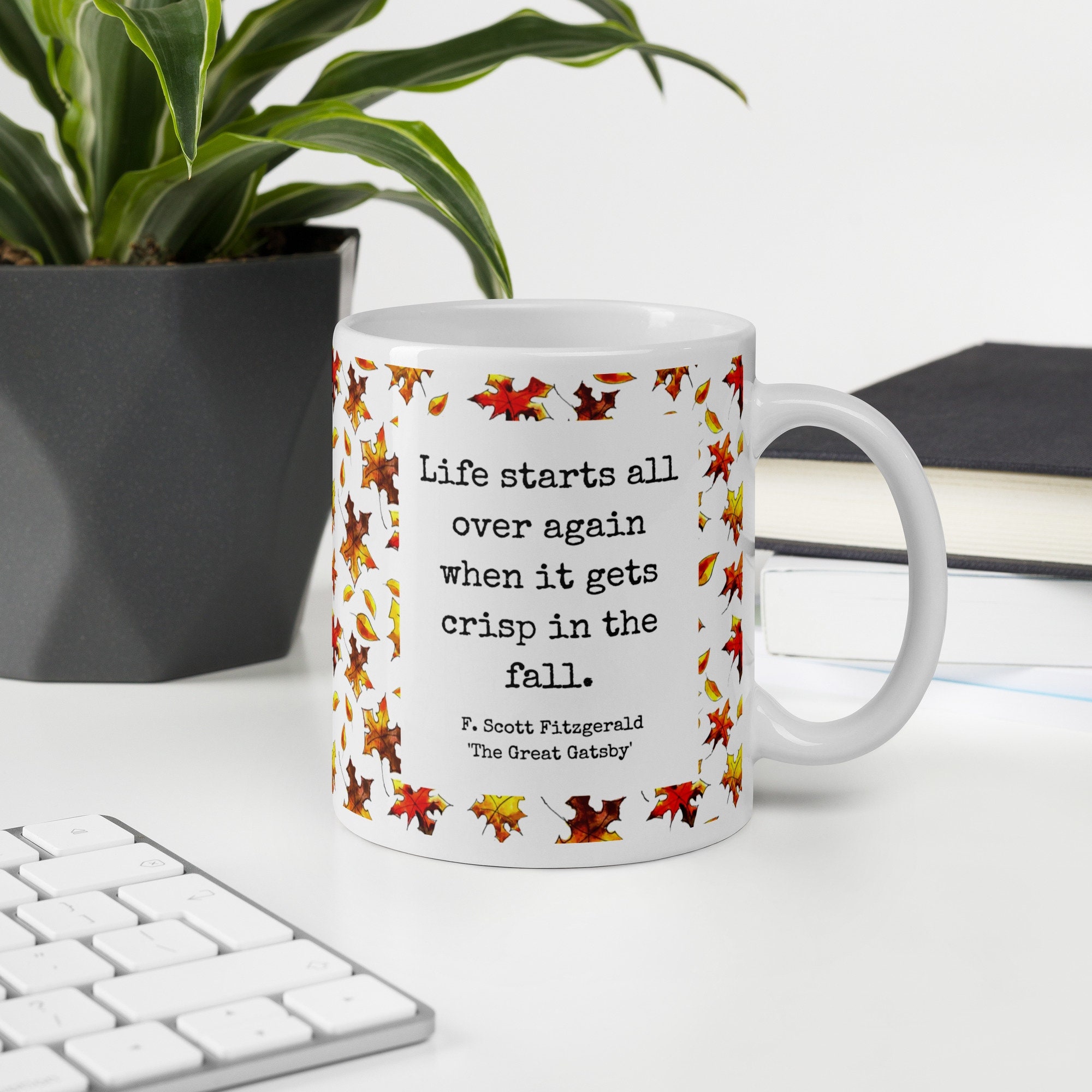 Autumn Mug: F. Scott Fitzgerald Quote Hand Illustrated Autumn - Etsy