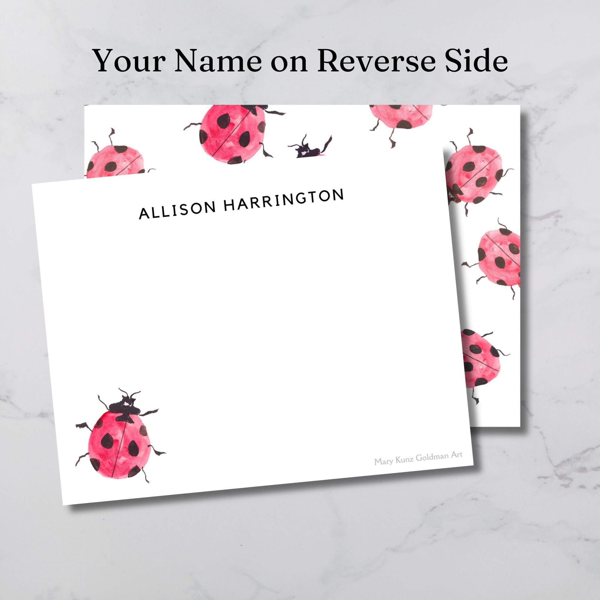 Personalized Ladybug Note Cards: Hand-illustrated Stationery, Recycled ...