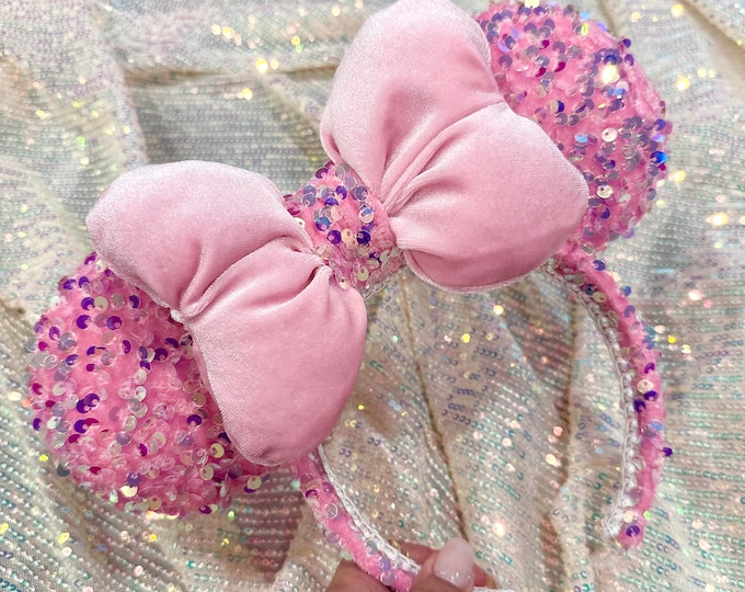 Pink Sequins Ears - Etsy
