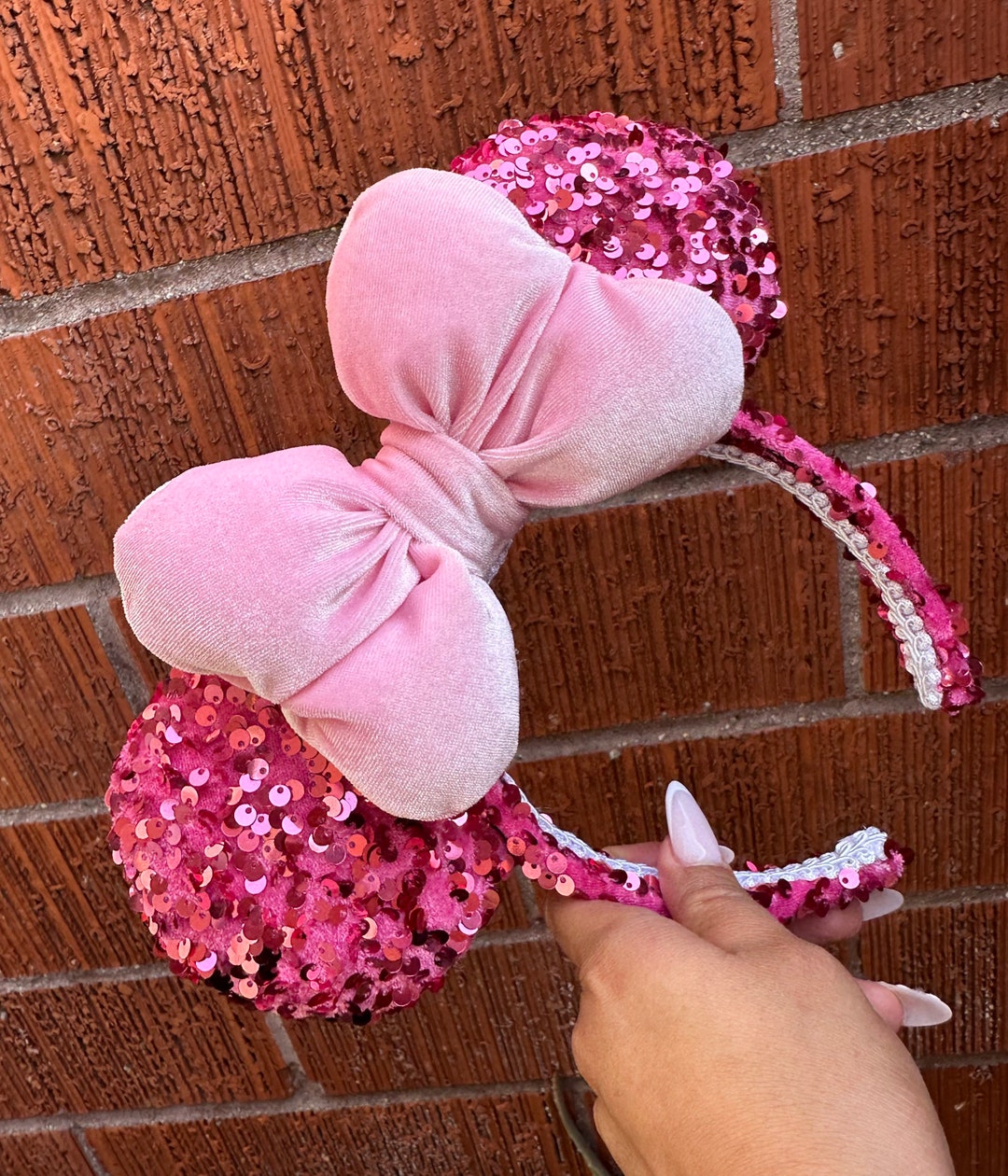 Pink Sequins Minnie Ears - Etsy