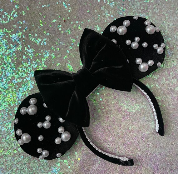 Black Velvet Pearl Minnie Ears - Etsy