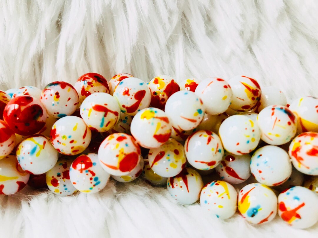 10mm Fireball Round Glass Beads for Bracelets, Craft, or DIY Projects ...