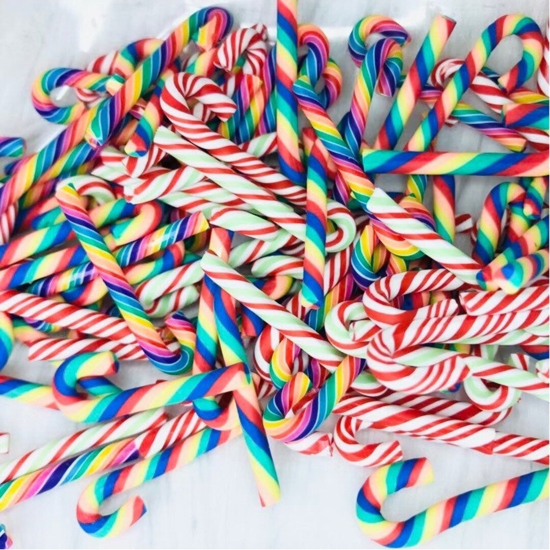Mini Candy Clay Cane Charm, Mixed Colorful Candy Charm, Kawaii DIY ...
