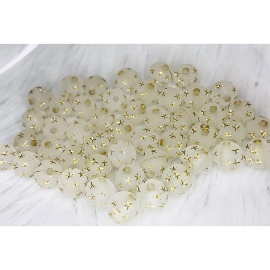 Star Pattern Frosted Transparent Round Loose Beads Full of Stars DIY ...