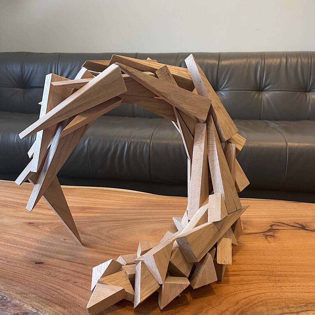 Solid Wood Geometric Wave Sculpture - Etsy