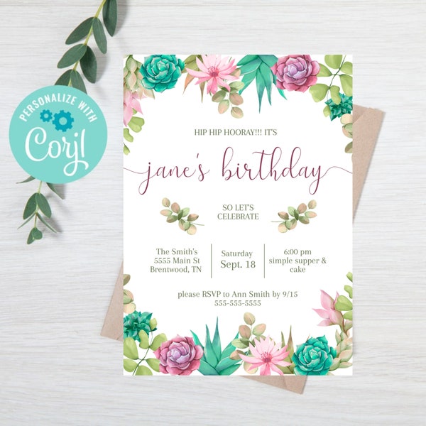 Succulent Birthday Party - Etsy