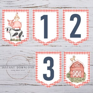 Farm Animal A-Z Banner With Numbers, Instant Printable Digital Download ...