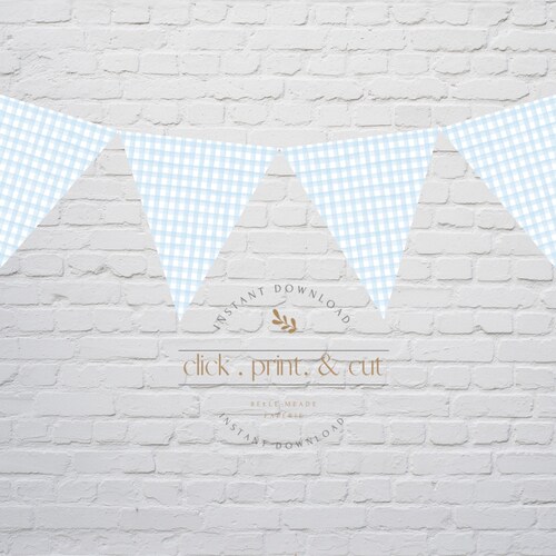 Watercolor Blue Gingham Monogram Backdrop Printable Download - Etsy