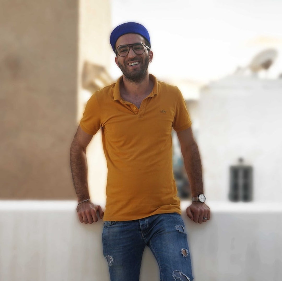 Handmade Blue Tunisian Chechia: Traditional African Woolen Hat for ...