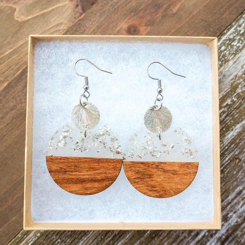 Wood Resin Earrings - Etsy