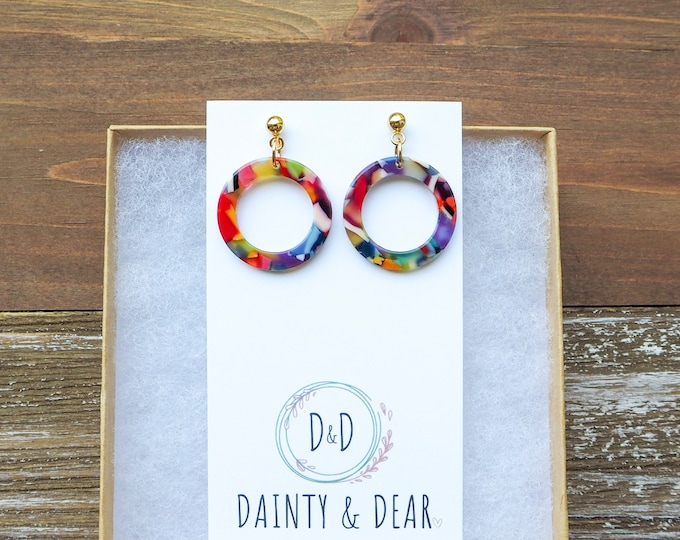 Mini Color Pop Circle Stud Earrings | Eco-friendly Acetate Earrings ...