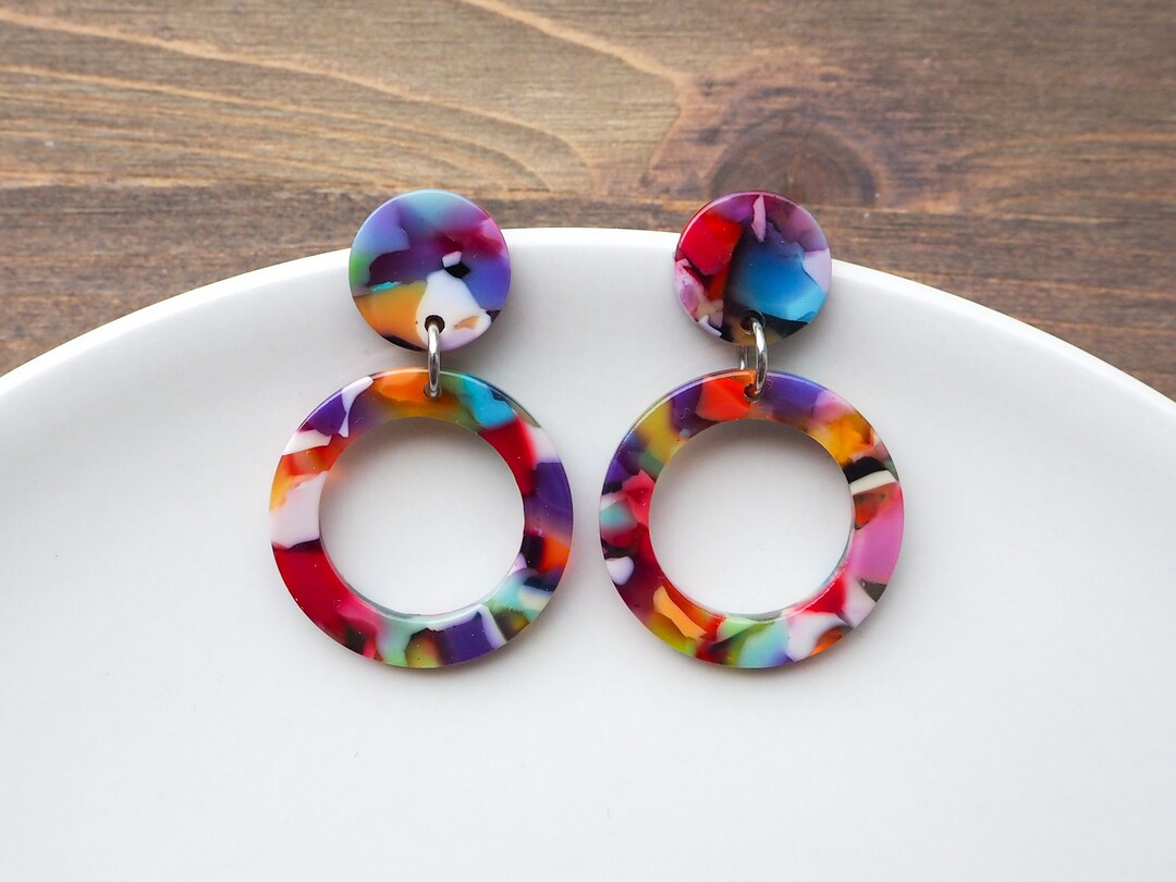 Mini Color Pop Circle Stud Earrings | Eco-friendly Acetate Earrings ...