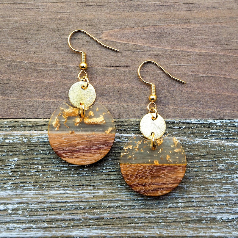 Wood Resin Earrings - Etsy