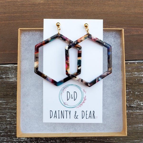 Hexagon Shell Earrings - Etsy